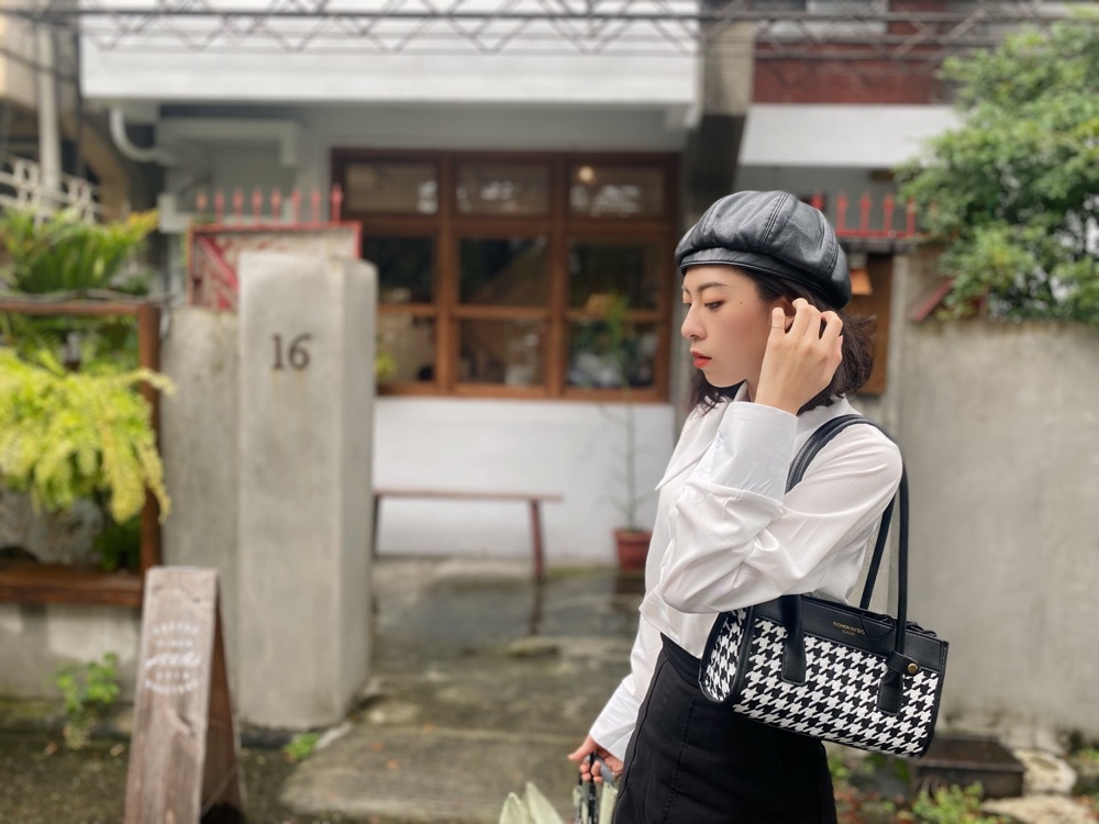 偷穿搭OOTD🖤簡約黑白x千鳥格包 ｜ POPO筆記